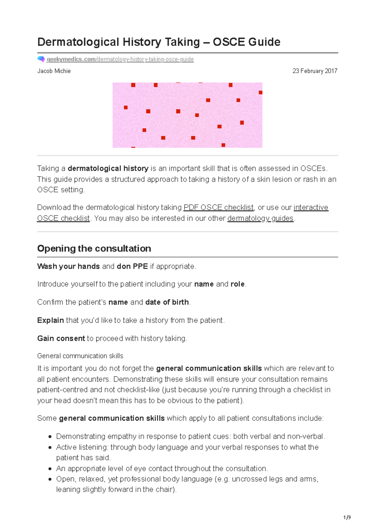 Geekymedics.com-Dermatological History Taking OSCE Guide - Jacob Michie ...