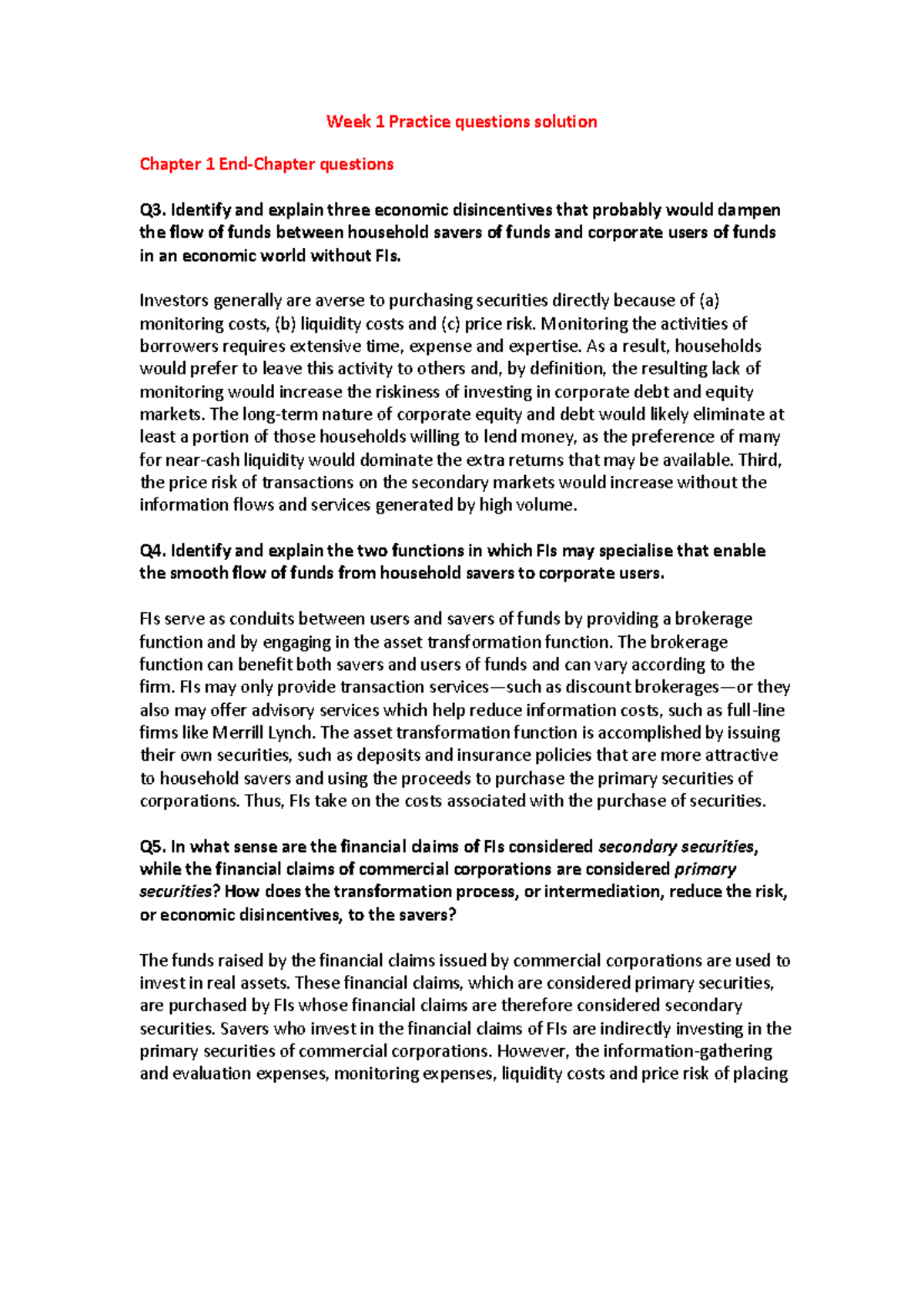 Week 1 Practice questions solution - Week 1 Practice questions solution Chapter 1 End-Chapter ...