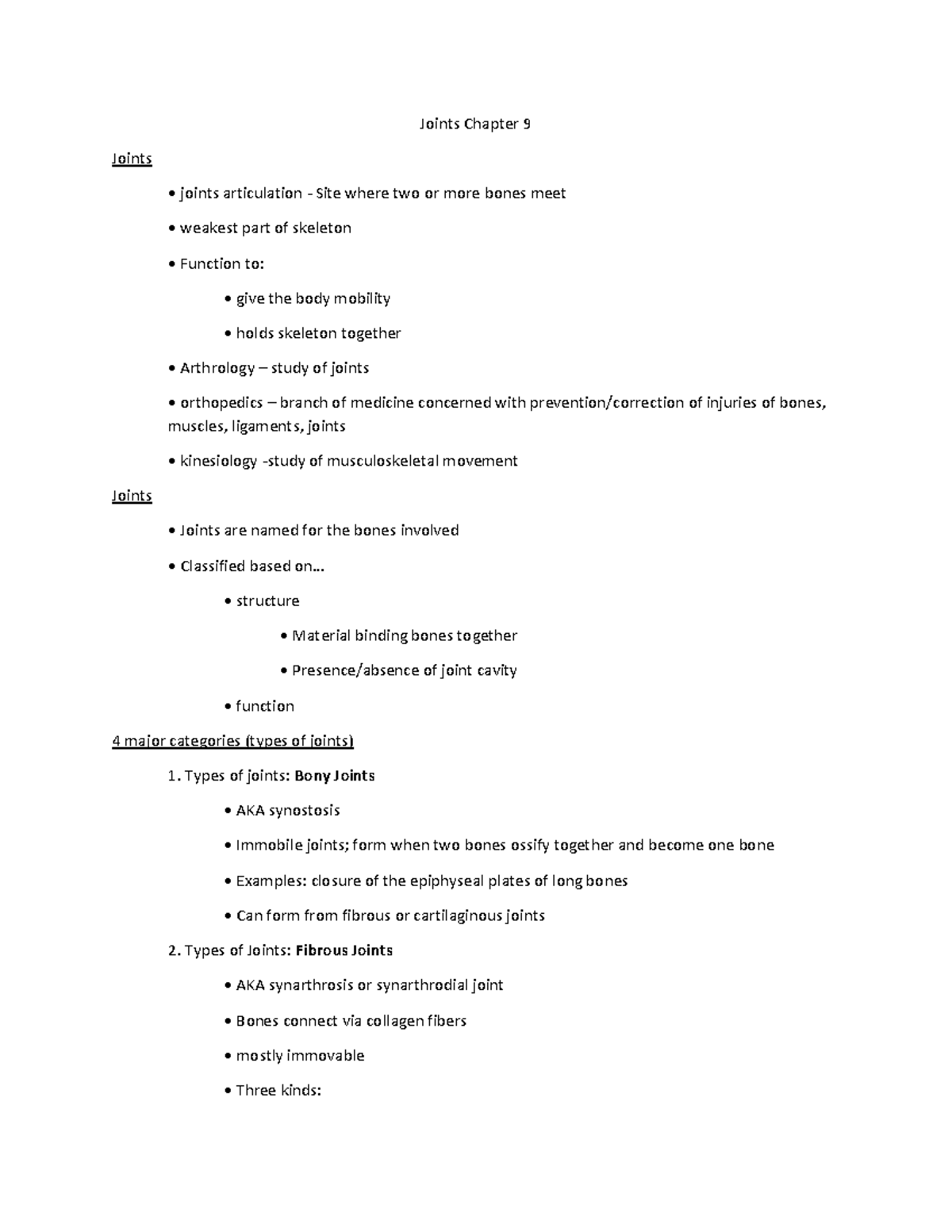 Joints Chapter 9 - .. structure Material binding bones together ...