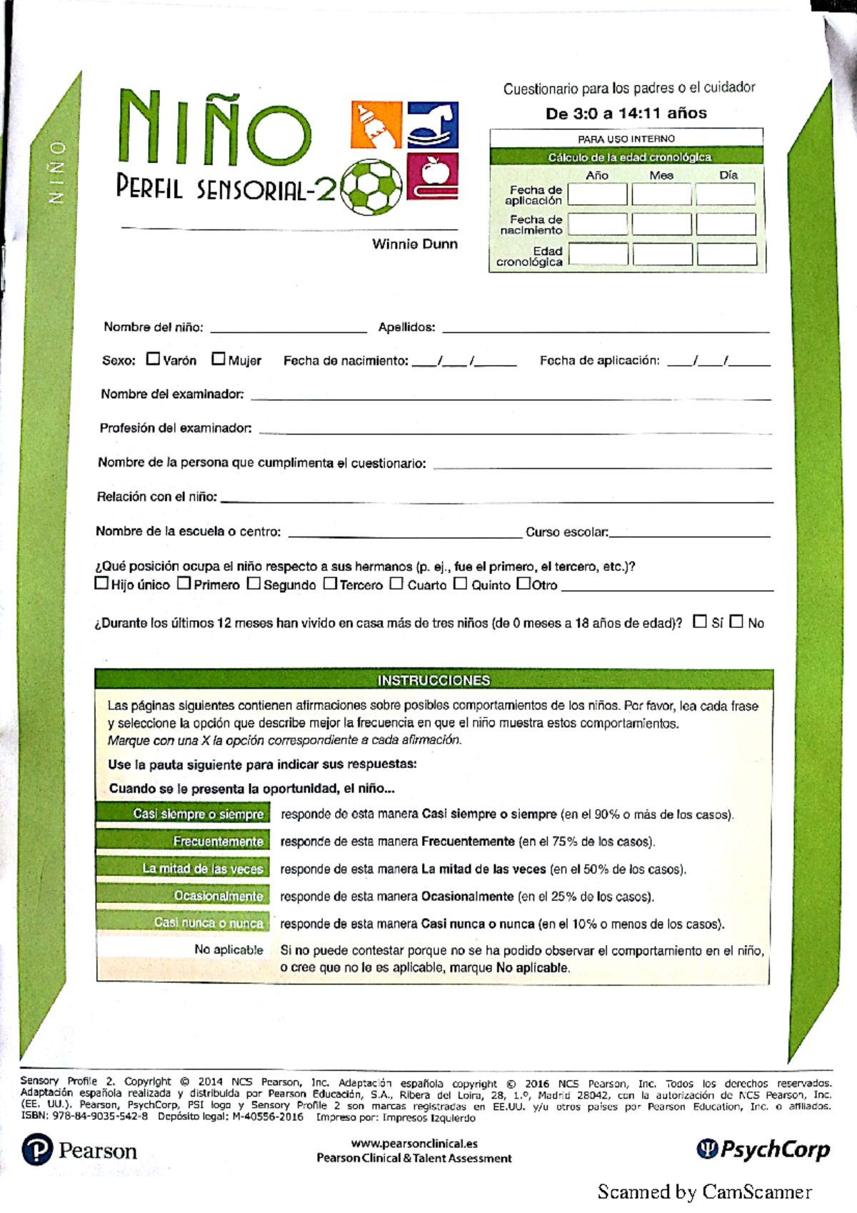 Perfil sensorial winnie dunn. - Cuestionario para los padres o el ...