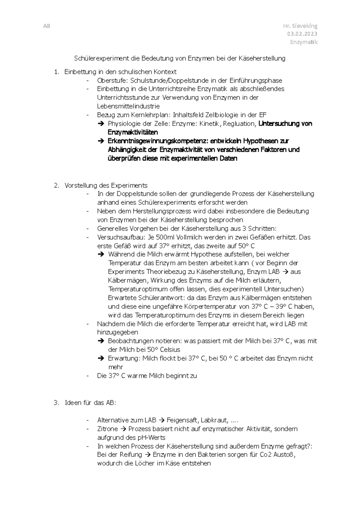 Schülerexperiment die Bedeutung von Enzymen bei der Käseherstellung ...