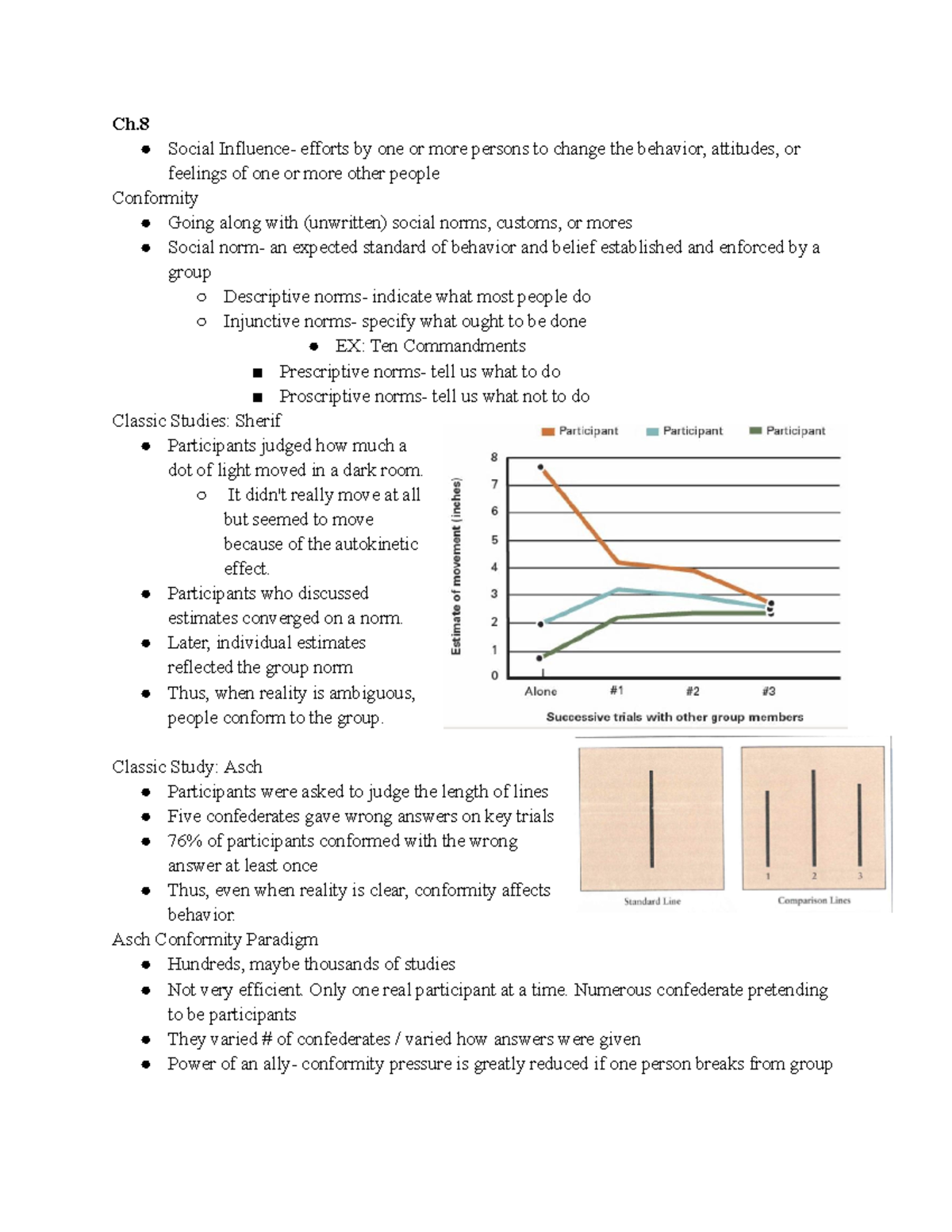 PSY 210 Exam 3 Study Guide - Ch. Social Influence- efforts by one or ...