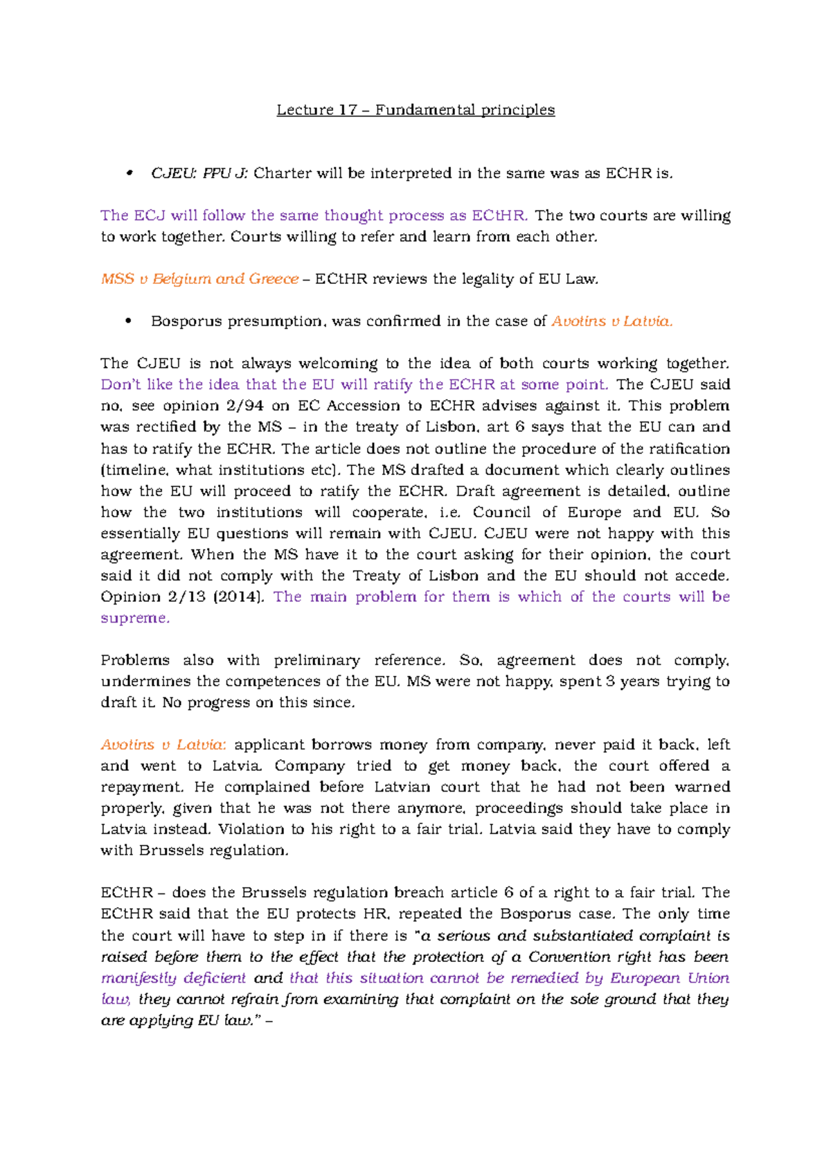 Law and Policy of the European Union – Fundamental Rights and ...