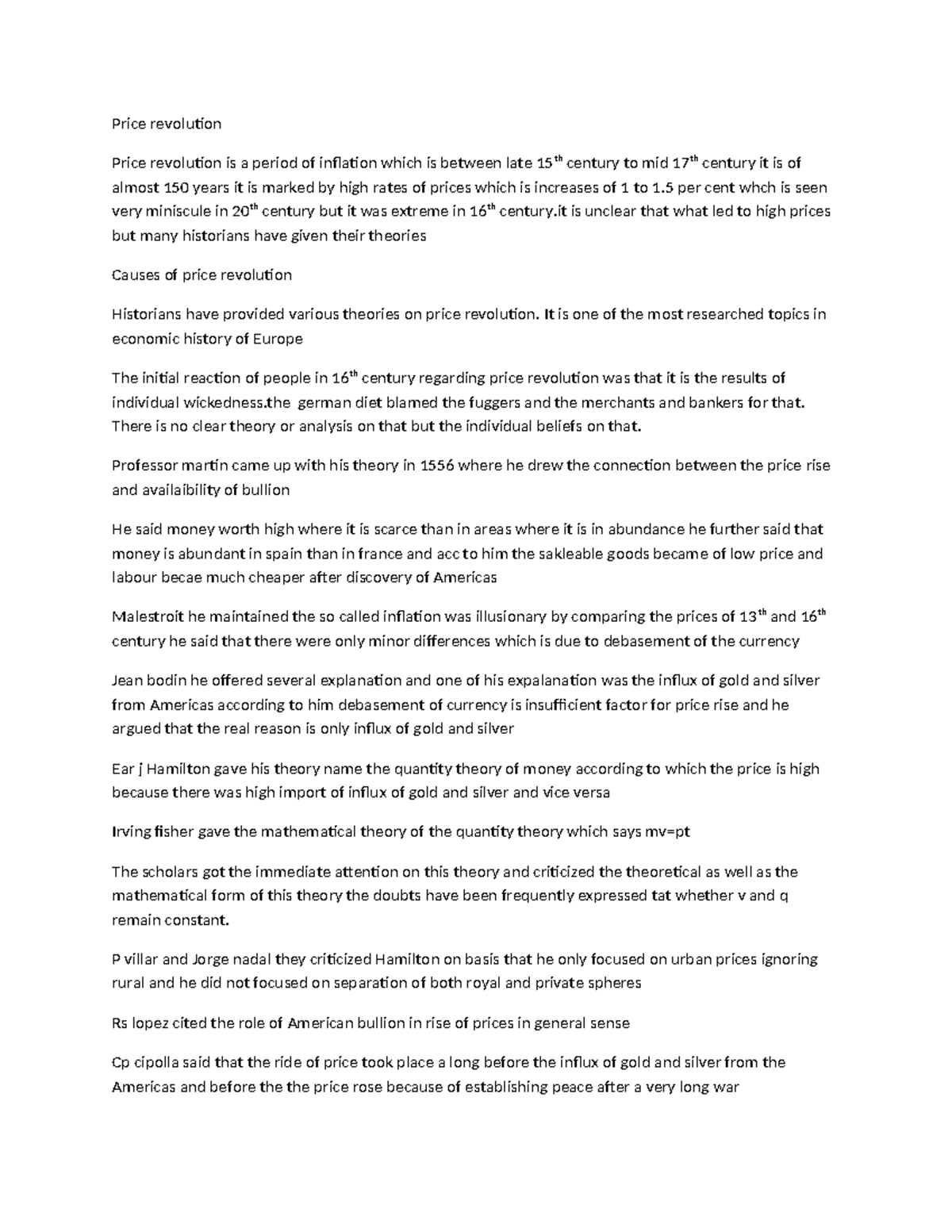 Price revolution - It is one of the most researched topics in economic ...