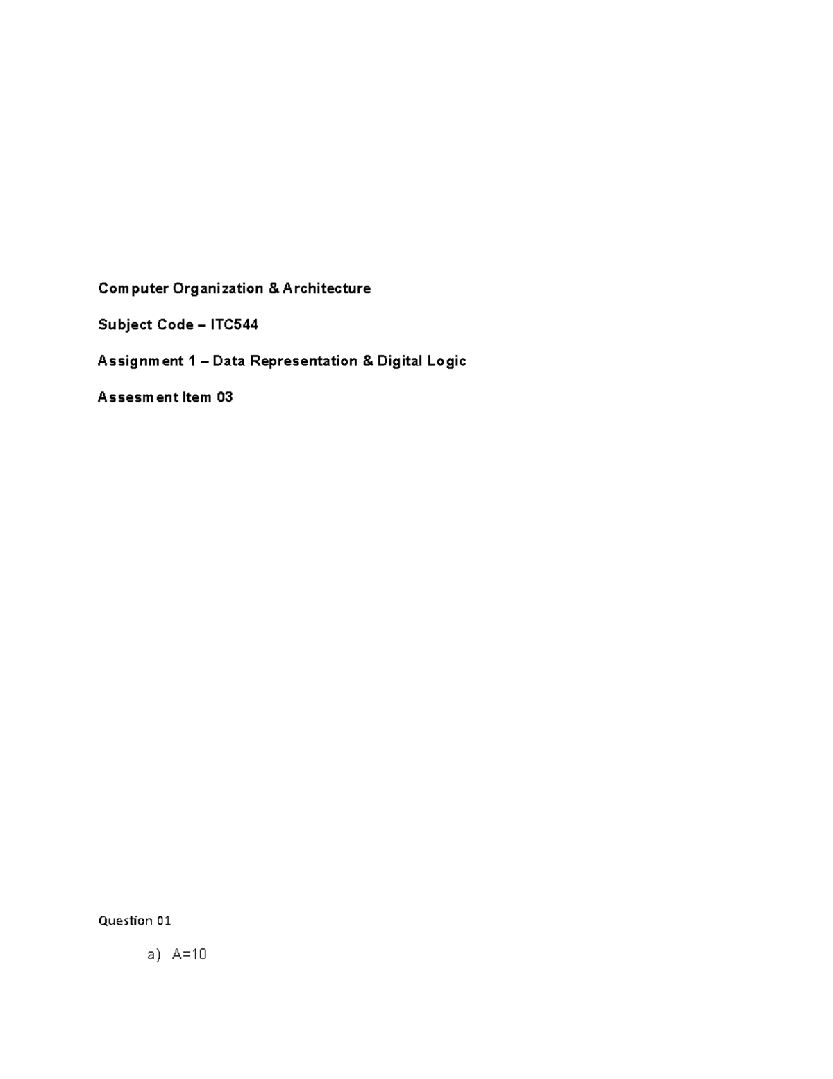 Malware Data Representation And Digital Logic Itech7601 Computer Organization Architecture