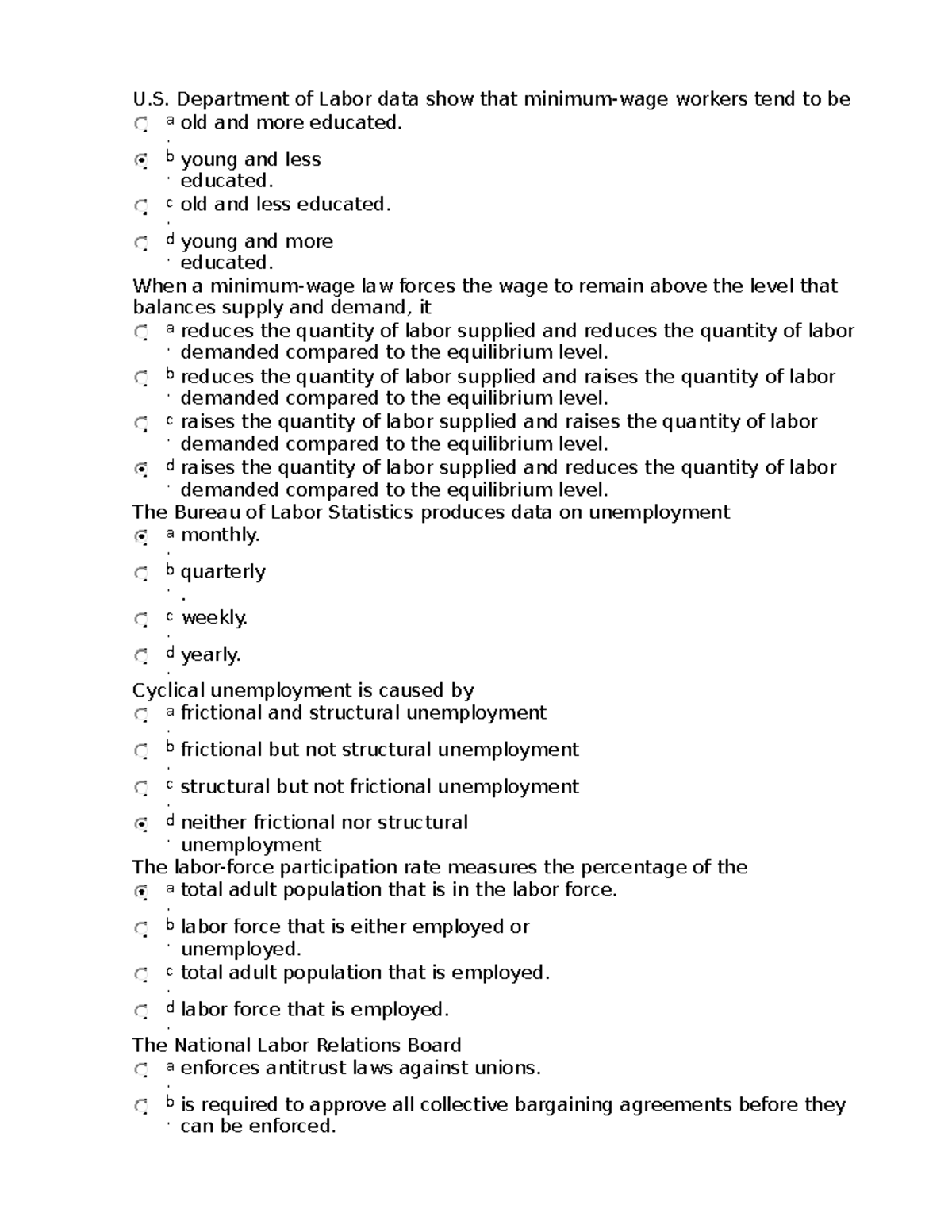 Chapter 5 - Homework - U. Department of Labor data show that minimum ...