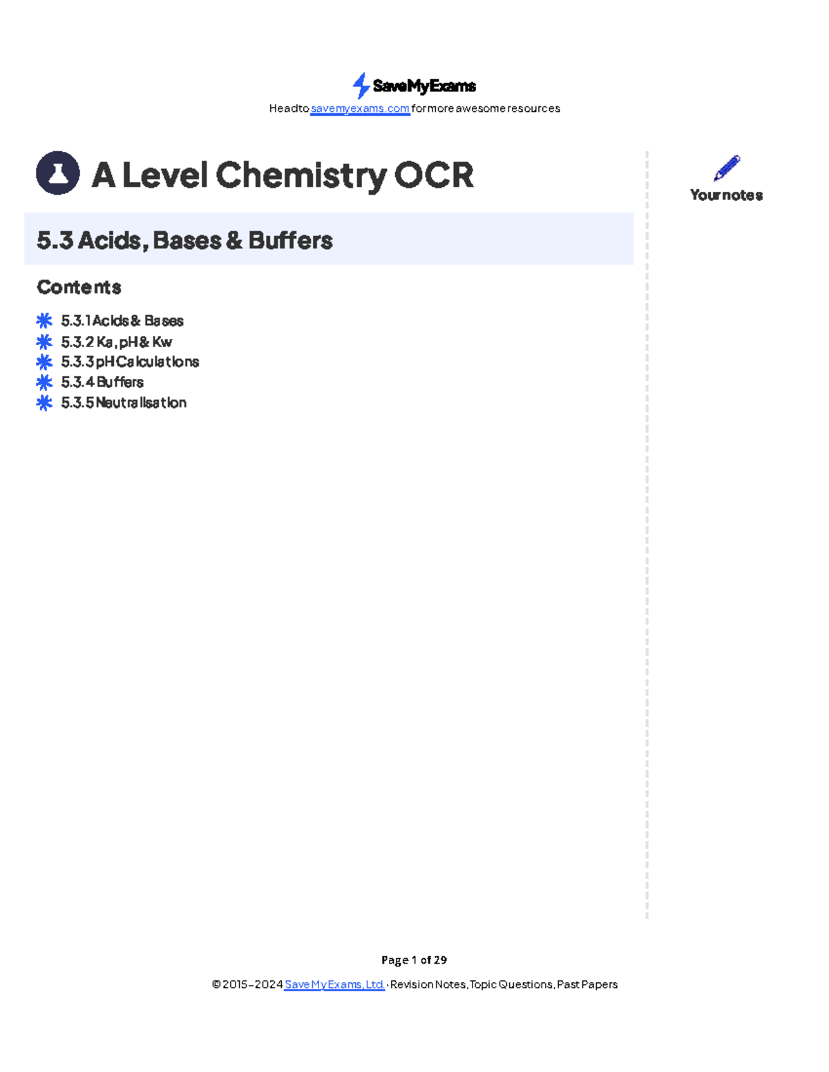 5.3-Acids,Bases,and Buffers - Page 1 of 29 A Level Chemistry OCR 5 Acids, Bases & Buers Contents ...