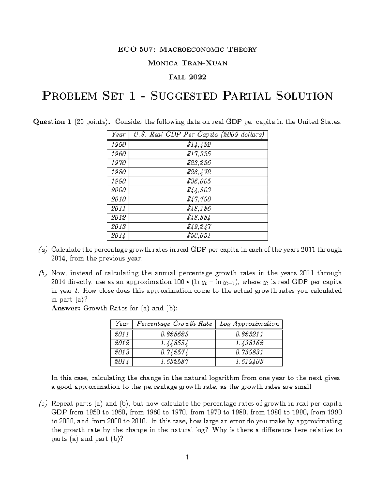 ECO507 MTX PS1 Solution - ECO 507: Macroeconomic Theory Monica Tran-Xuan Fall 2022 Problem Set 1 ...