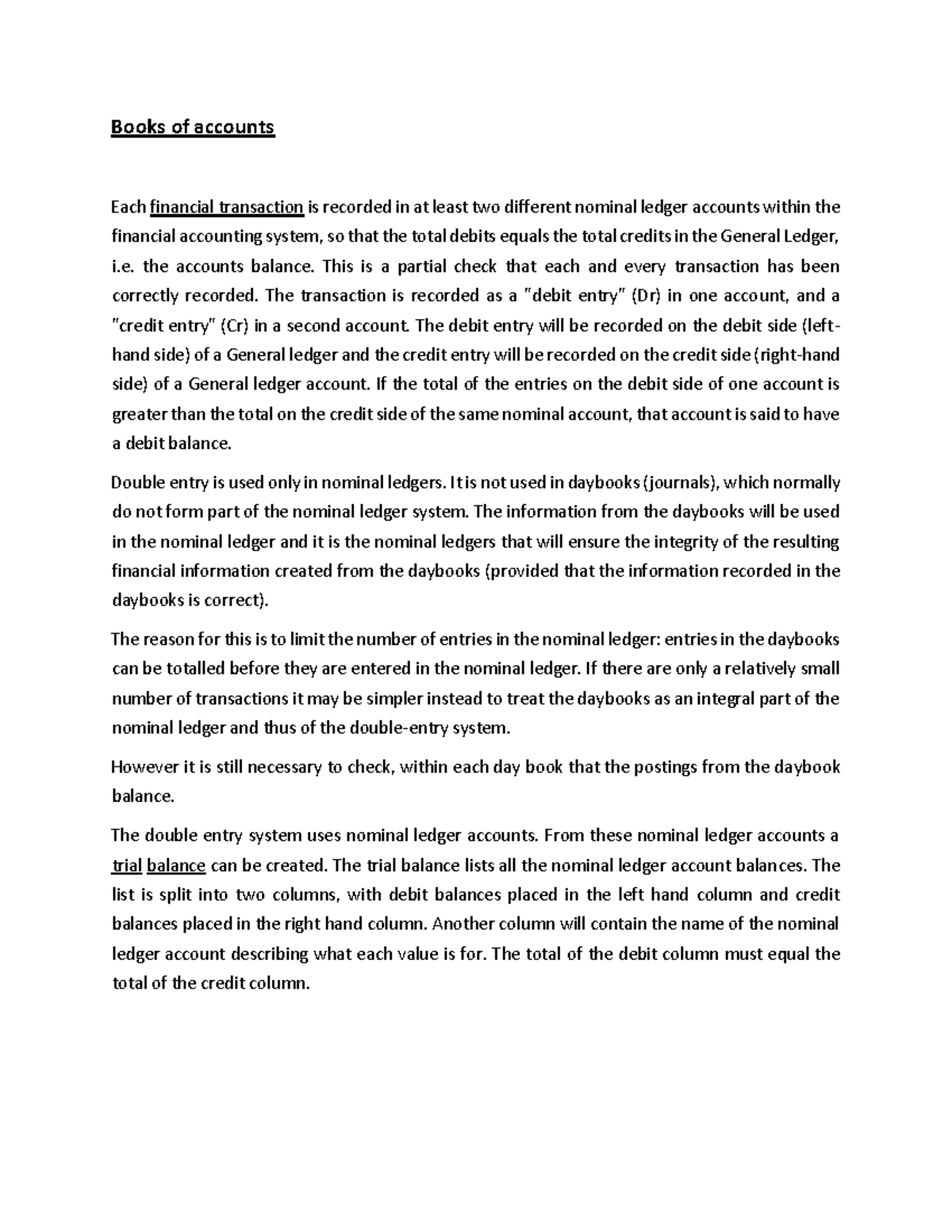 Principles of Bookkeeping- part 2 - Books of accounts Each financial ...
