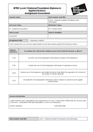 Unit 2 tritation - Unit 2 Btec applied science Titration assignment ...