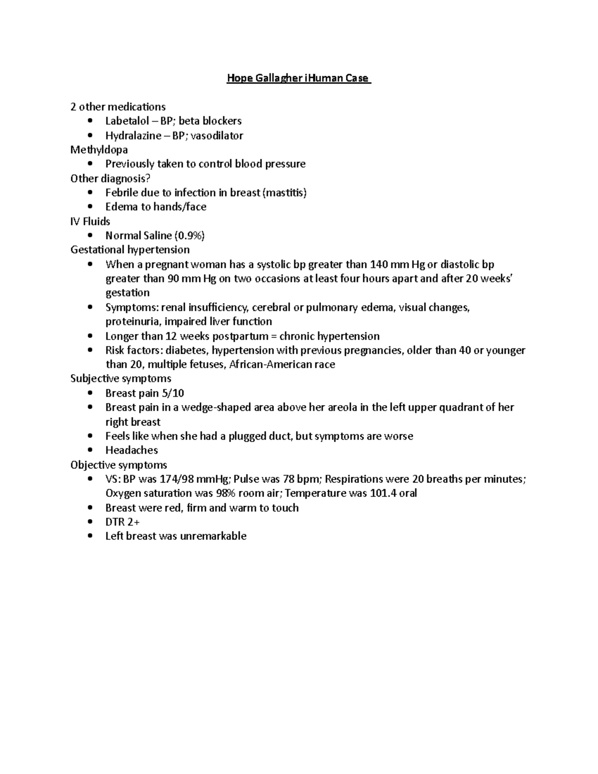Clinical Assigment i Human - Hope Gallagher iHuman Case 2 other ...