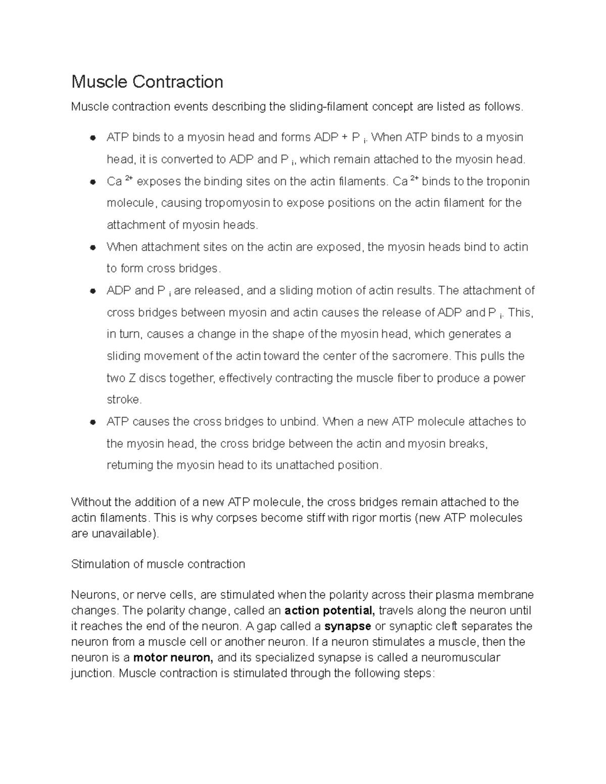 Muscle Contraction - Muscle Contraction Muscle contraction events ...