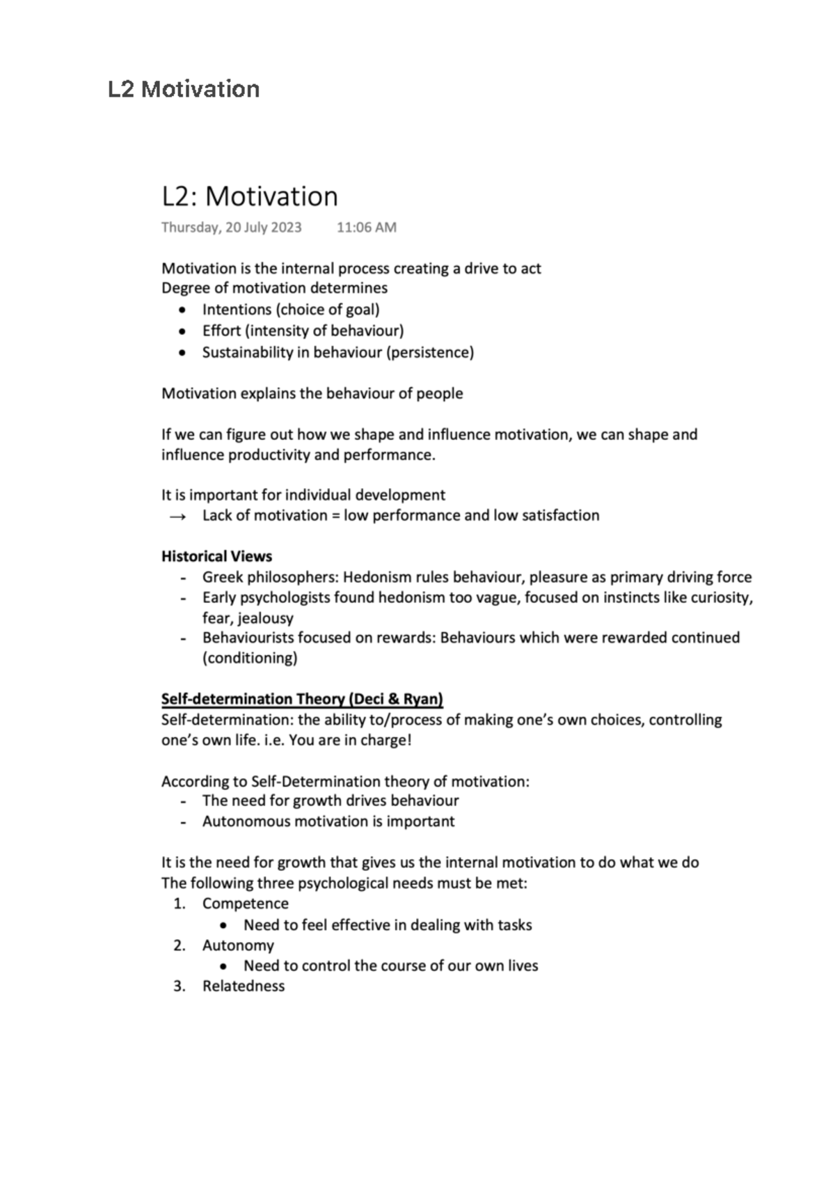 L2 - Motivation - Introductory Psychology - Social, Personality and ...