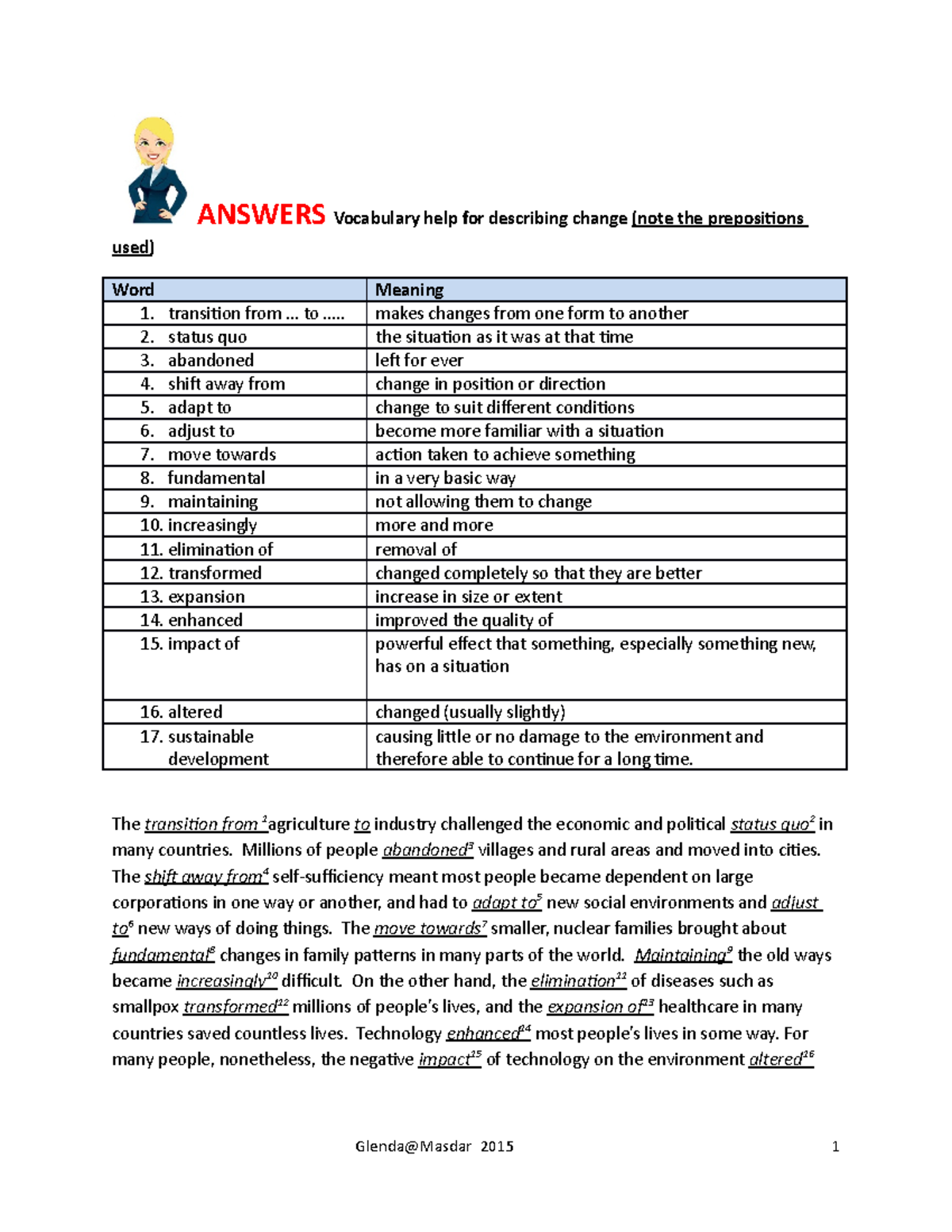 Seminar assignments - answers 1 vocabulary - ANSWERS Vocabulary help ...