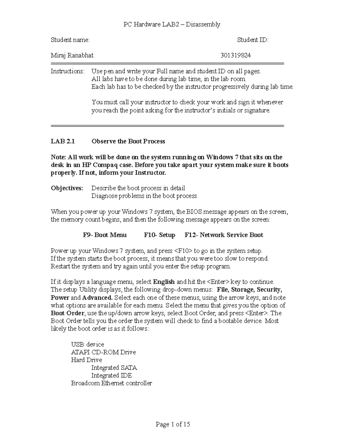 LAB 2 - Disassembly - labs - Student name: Student ID: Miraj Ranabhat ...