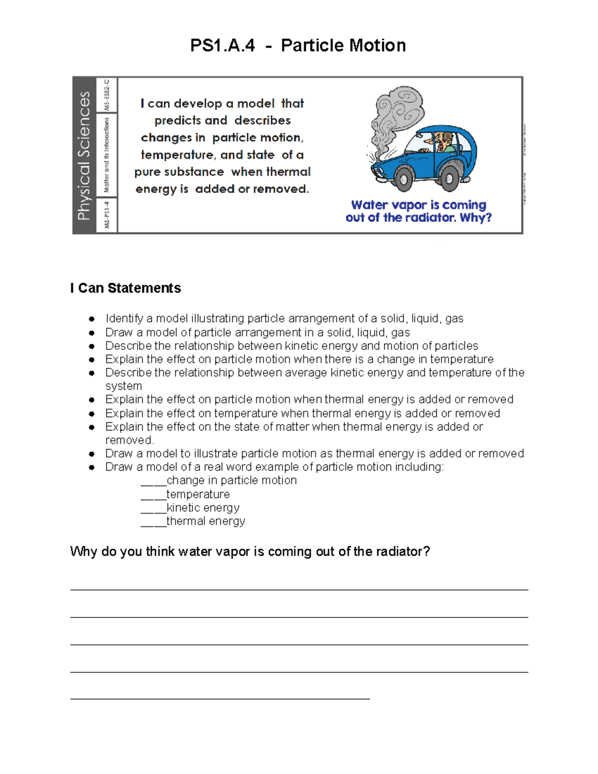 PS1.A.4- Particles Motion - PS1.A - Particle Motion I Can Statements ...