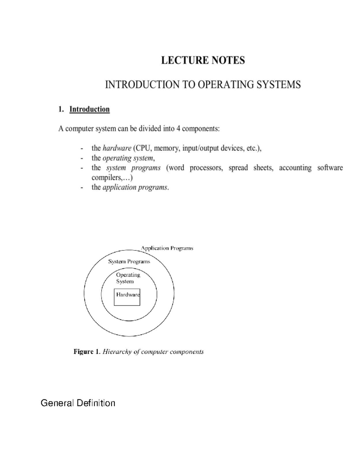 Introductio To Operating System Medicine 4 Introduction To Computer Systems General