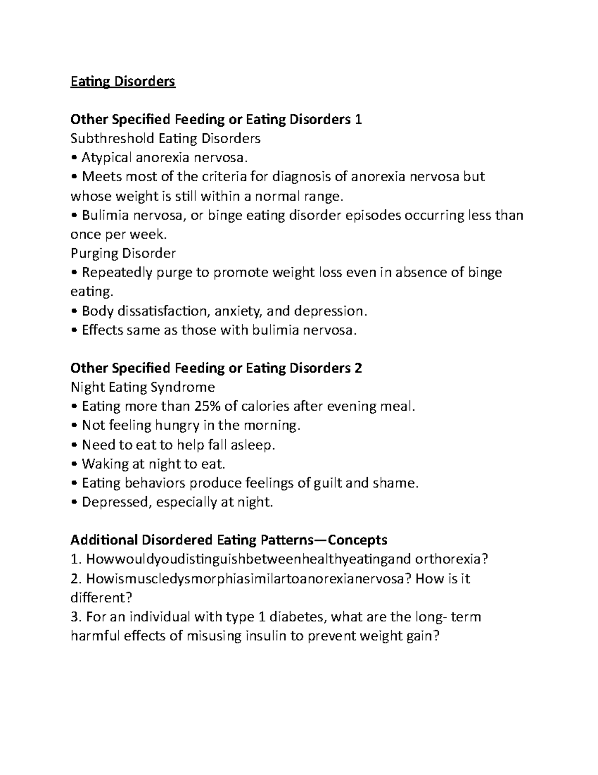 Nutrition 132 (66) - Eating Disorders Other Specified Feeding or Eating ...