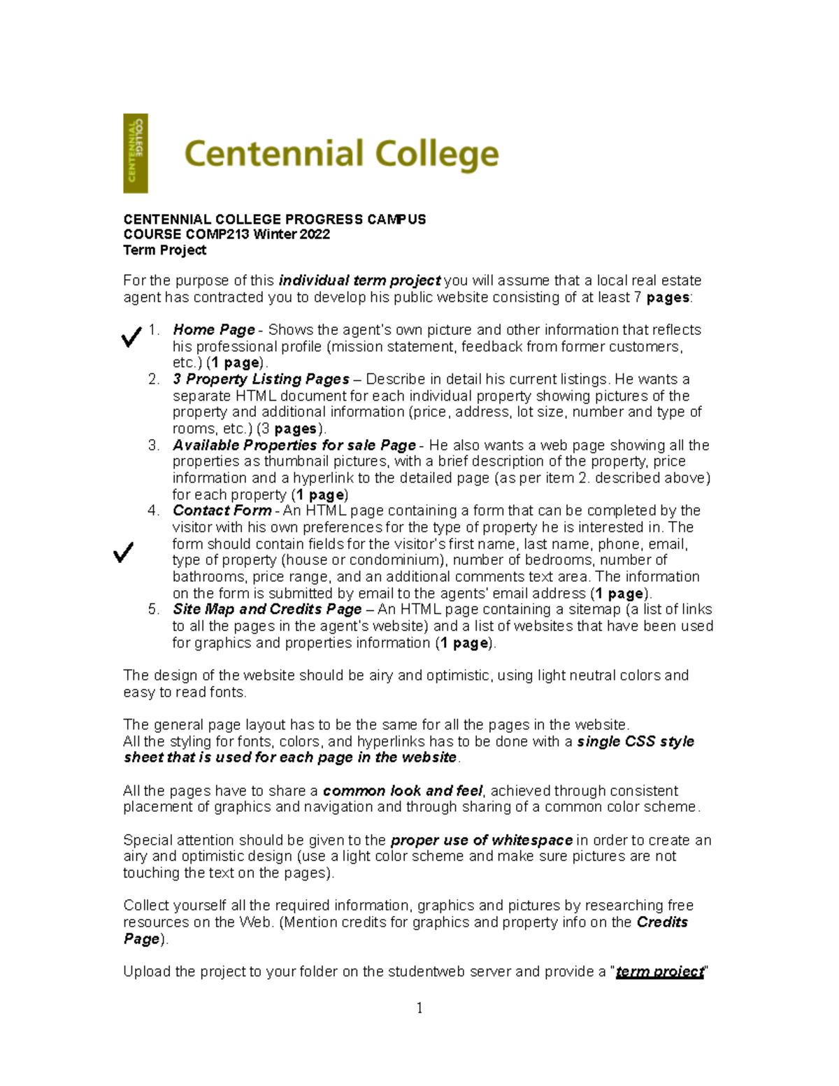 COMP213Term Project W 22 2 - COMP 212 - Centennial College - Studocu