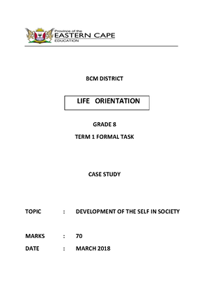 LO 8 Marking Guide Term 1 Task 2018 - 2018 TERM 1 FORMAL TASK MARKING ...