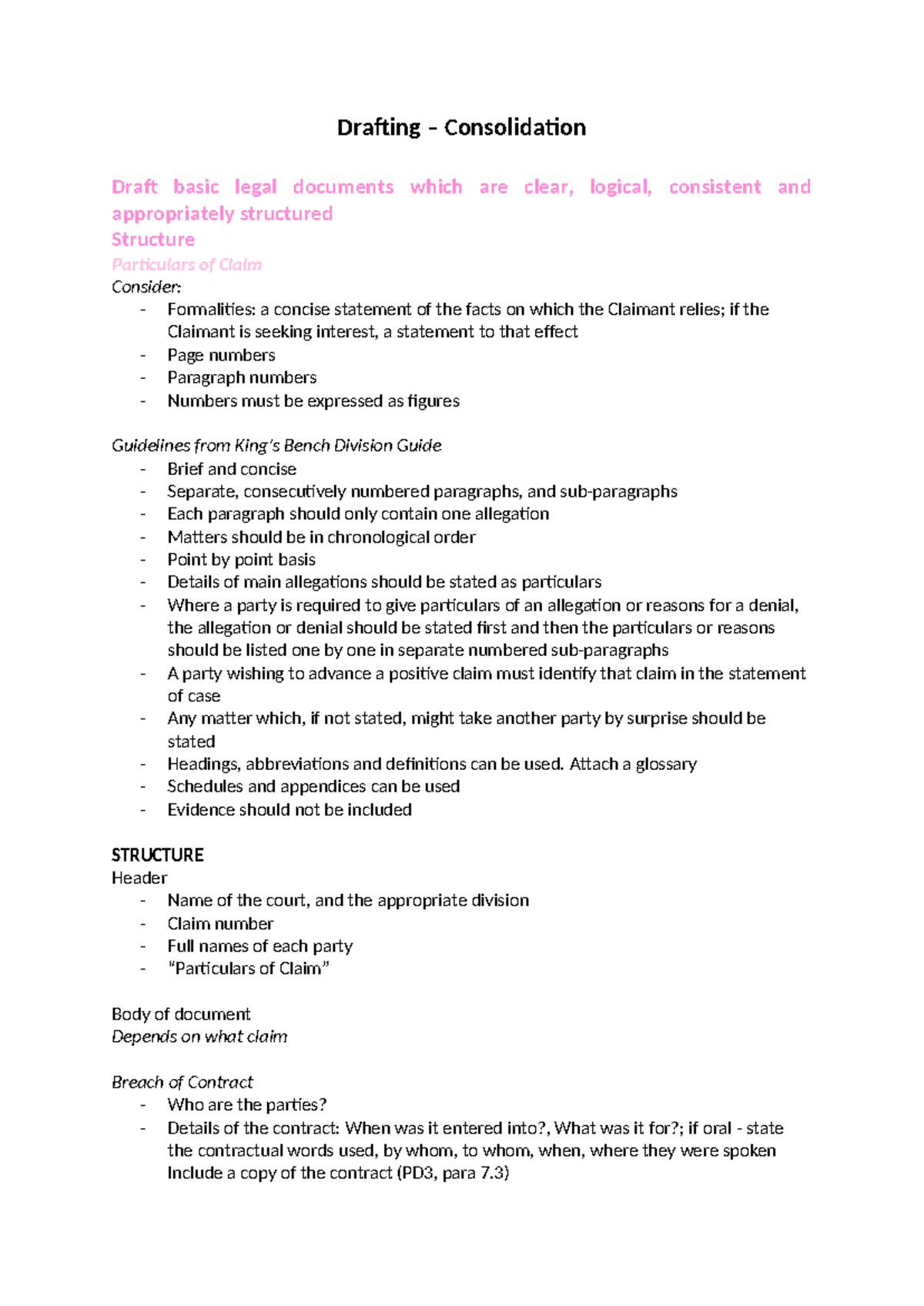 Drafting – Consolidation - Drafting – Consolidation Draft basic legal ...