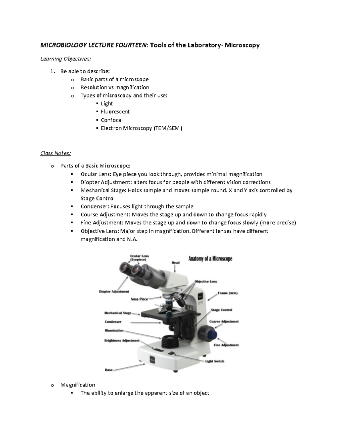 Microbio Lecture 14 - MICROBIOLOGY LECTURE FOURTEEN: Tools of the ...