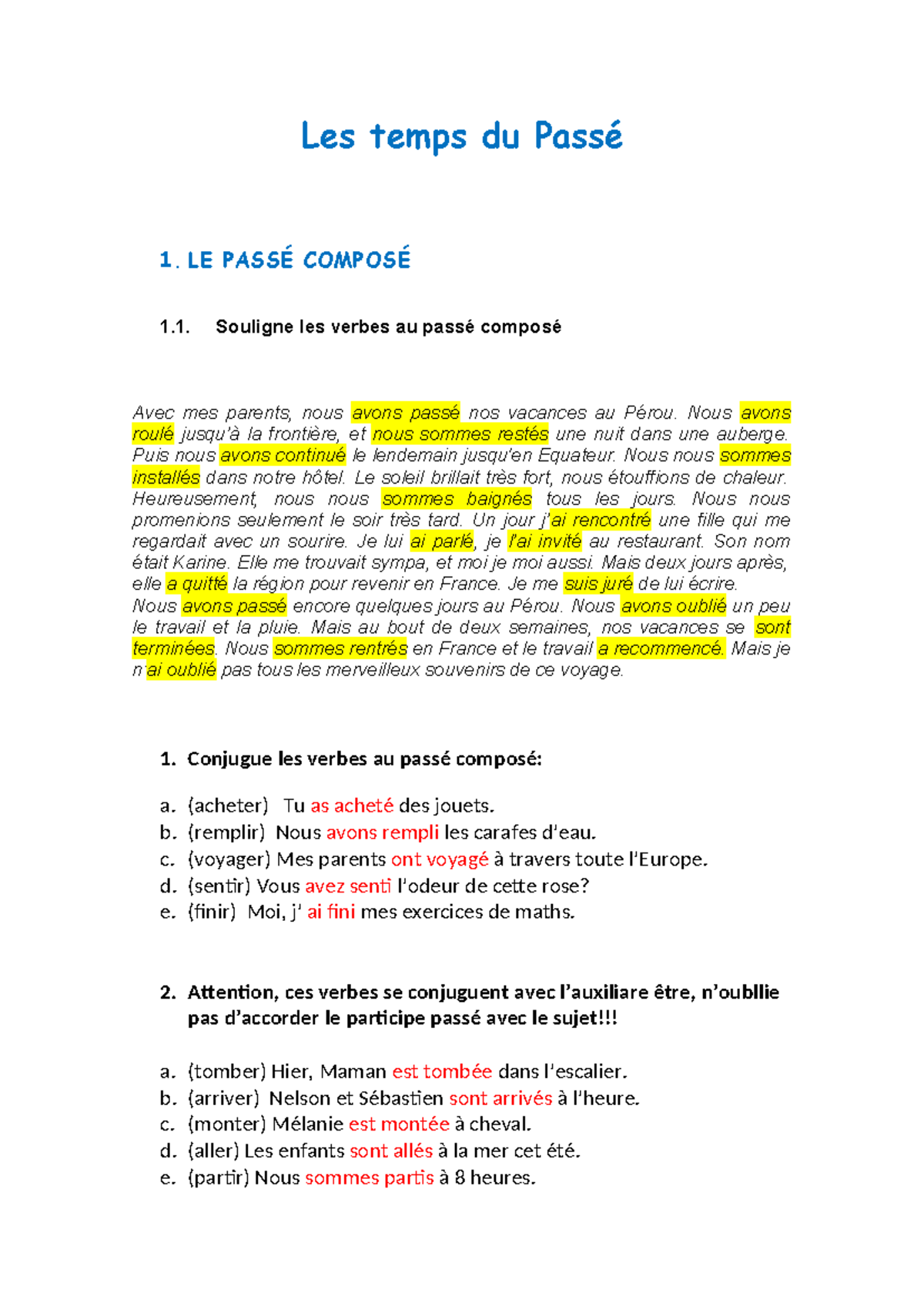 Les temps du passee - Francés tiempos - Les temps du Passé 1. LE PASSÉ ...