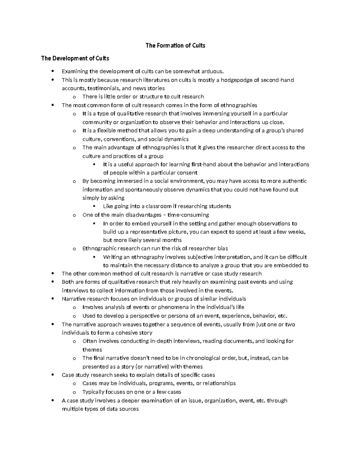 Unit 2 Notes - The Formation of Cults The Development of Cults ...