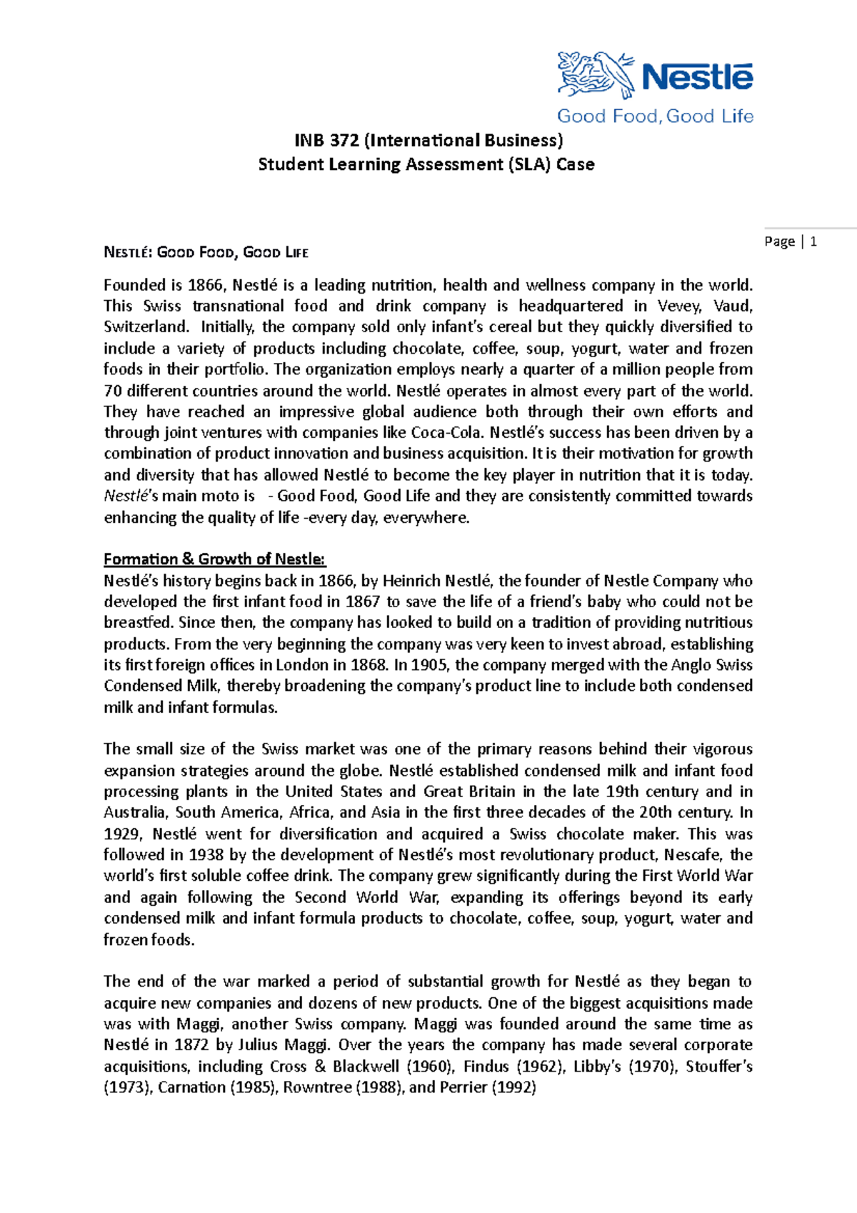 INB 372 SLA CASE - For everyone can help from this materials in future ...