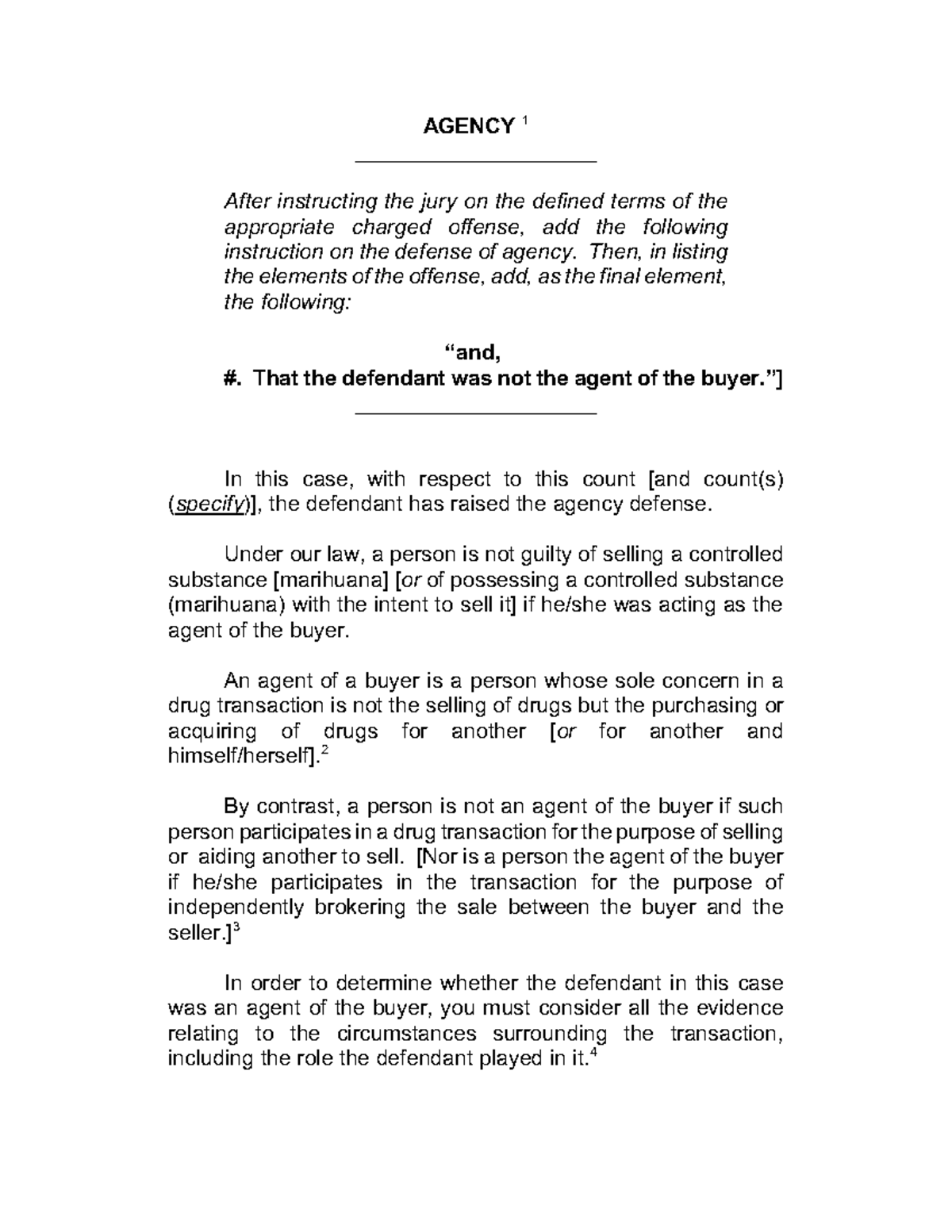 NY Agency Defense Jury Instructions - AGENCY 1 ...