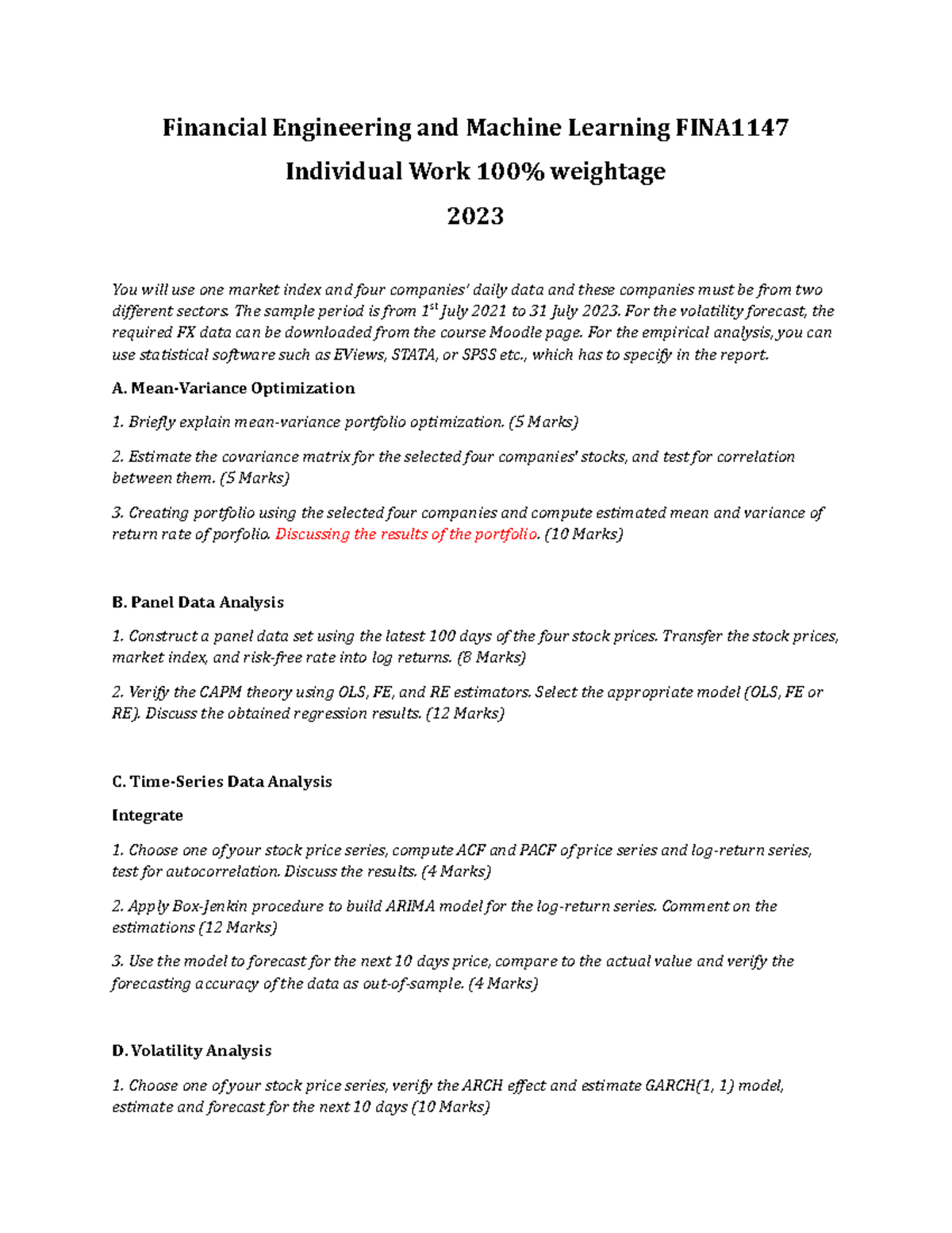 Econometric Course work 2023 1 - Financial Engineering and Machine ...