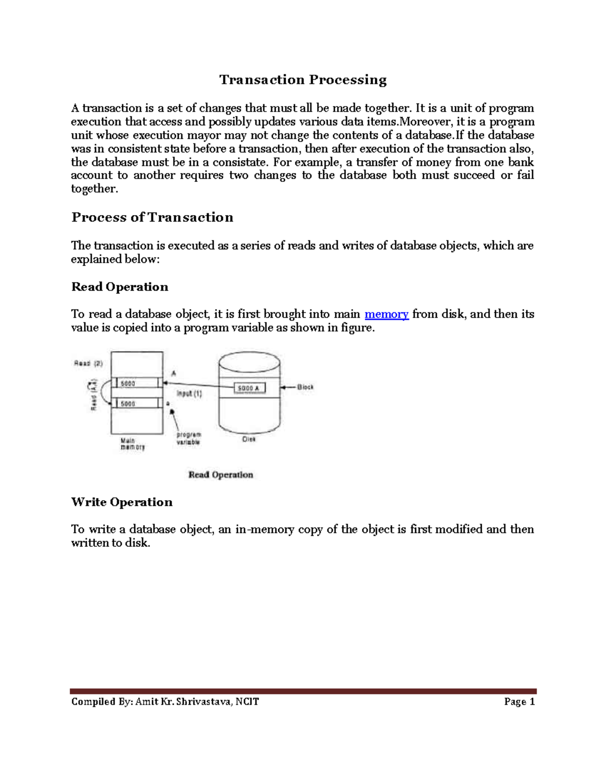 Transaction Processing(ch 10) DBMS - Transaction Processing A ...