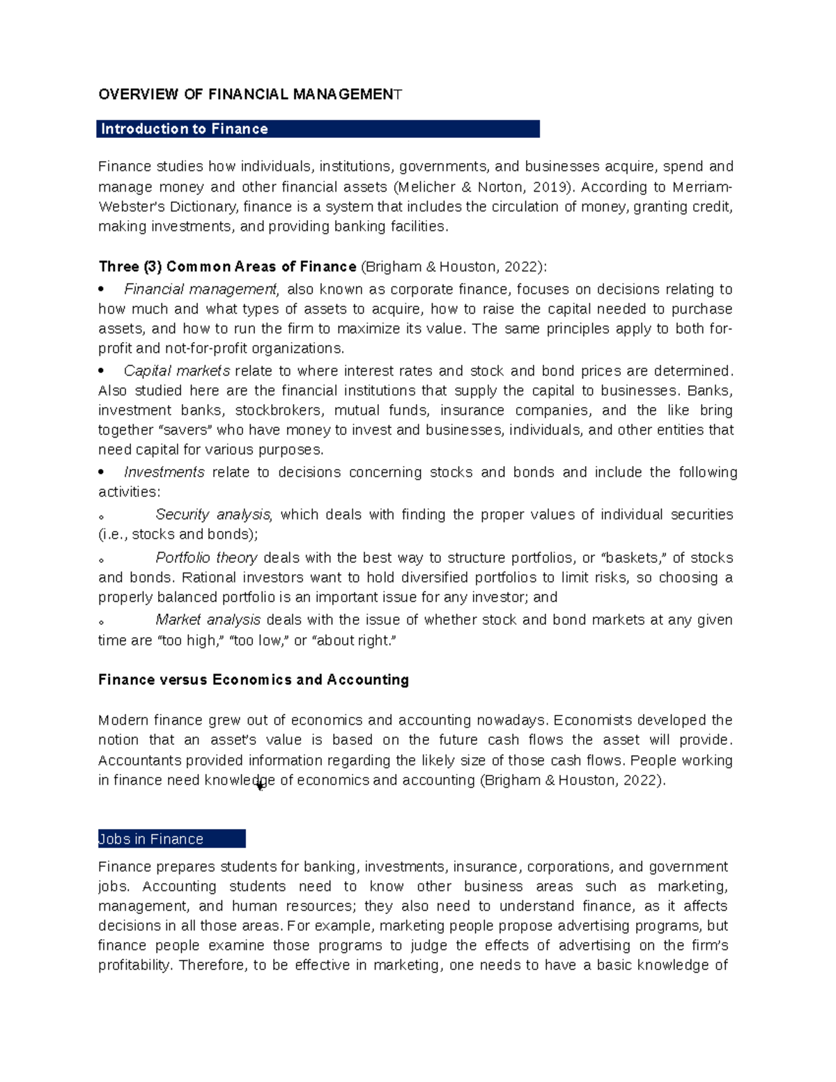FM - 01 Handout 1 Overview OF Financial Management - OVERVIEW OF ...