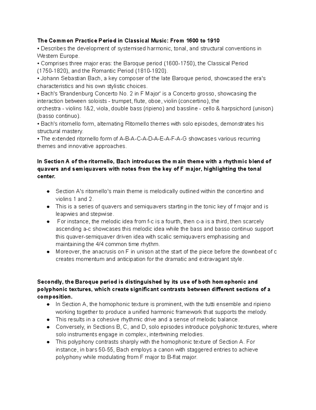 Summary notes - Google Docs - The Common Practice Period in Classical ...