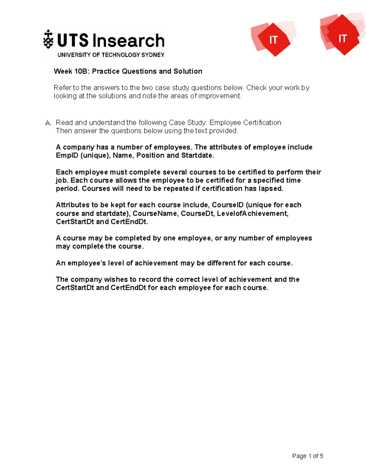 Week 10B - Practice Questions Solution - Week 10B: Practice Questions ...