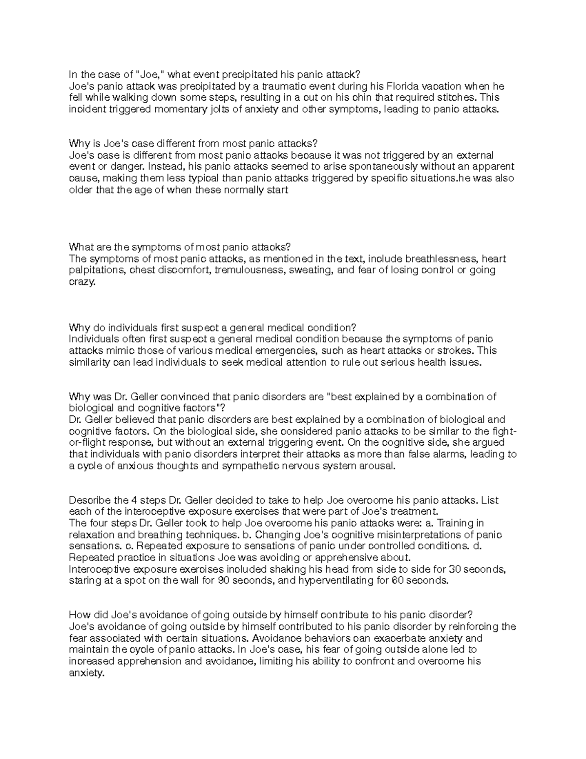 Case study notes - Summary Abnormal Psychology - In the case of "Joe ...