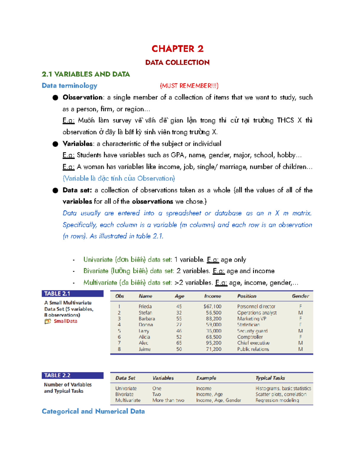 Chapter 2 - Data Collection - CHAPTER 2 DATA COLLECTION 2 VARIABLES AND ...