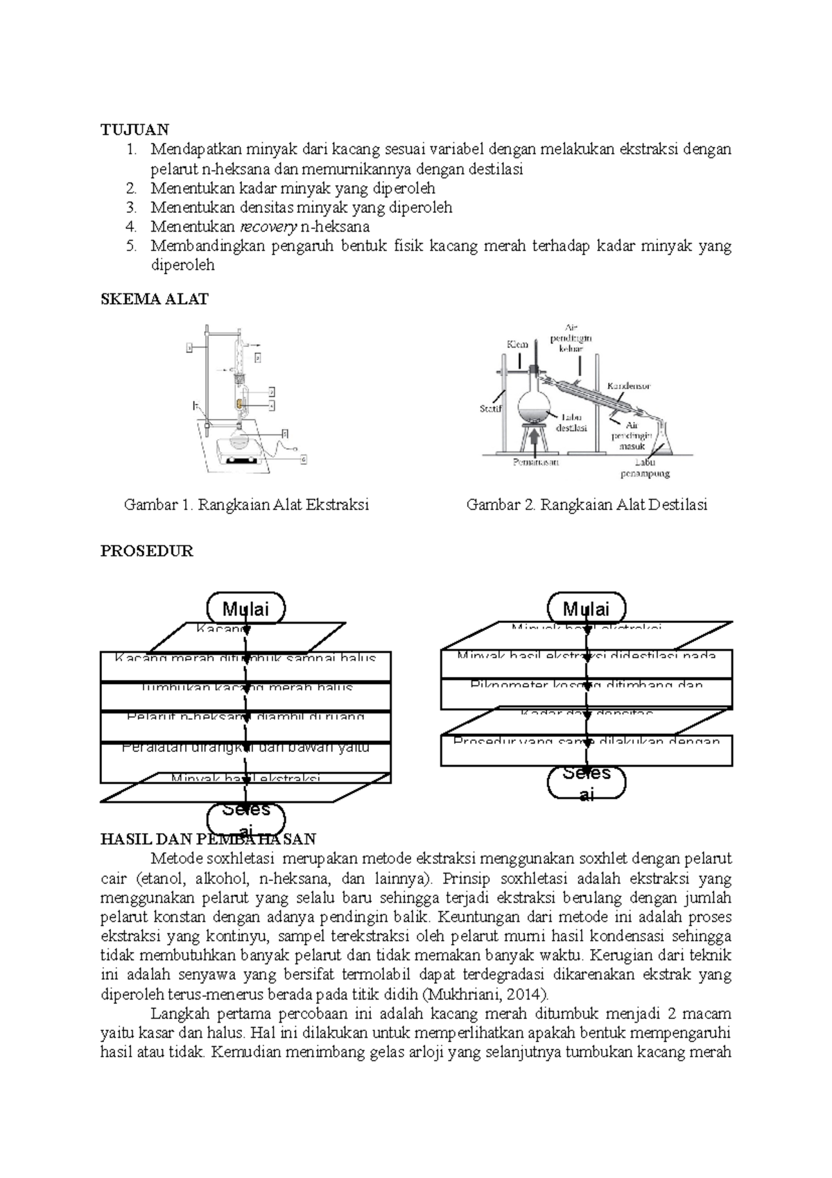 Lapres KO Modul 2 - Ekstraksi - TUJUAN Mendapatkan minyak dari kacang sesuai variabel dengan ...