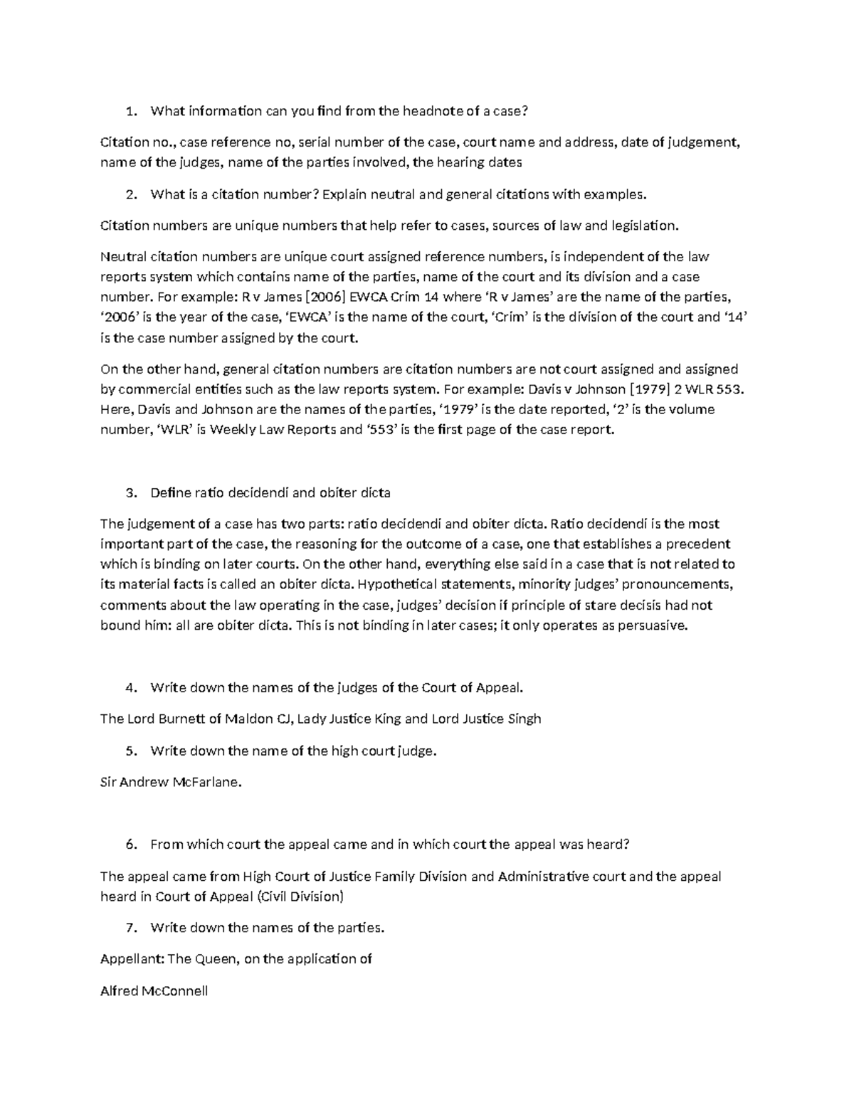 Case note random - What information can you find from the headnote of a ...