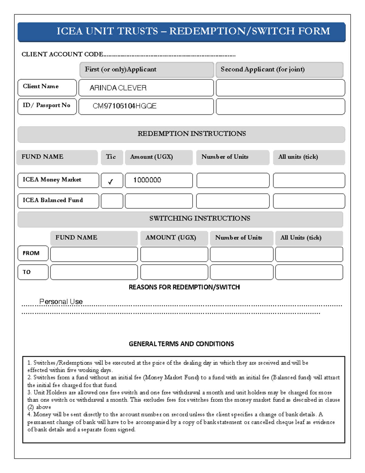 Uganda Unit Trusts withdrawal form-1 - CLIENT ACCOUNT CODE - Studocu