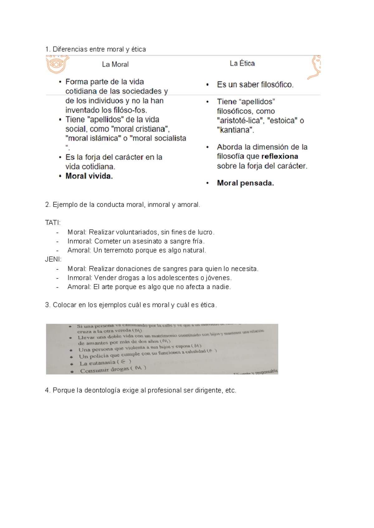 Etica Parcial - Diferencias entre moral y ética Ejemplo de la conducta ...