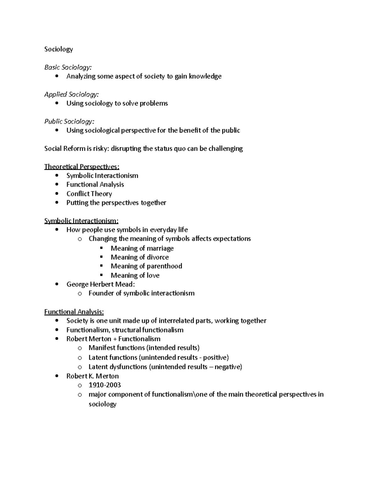 Sociology - Soc notes - Sociology Basic Sociology: Analyzing some ...