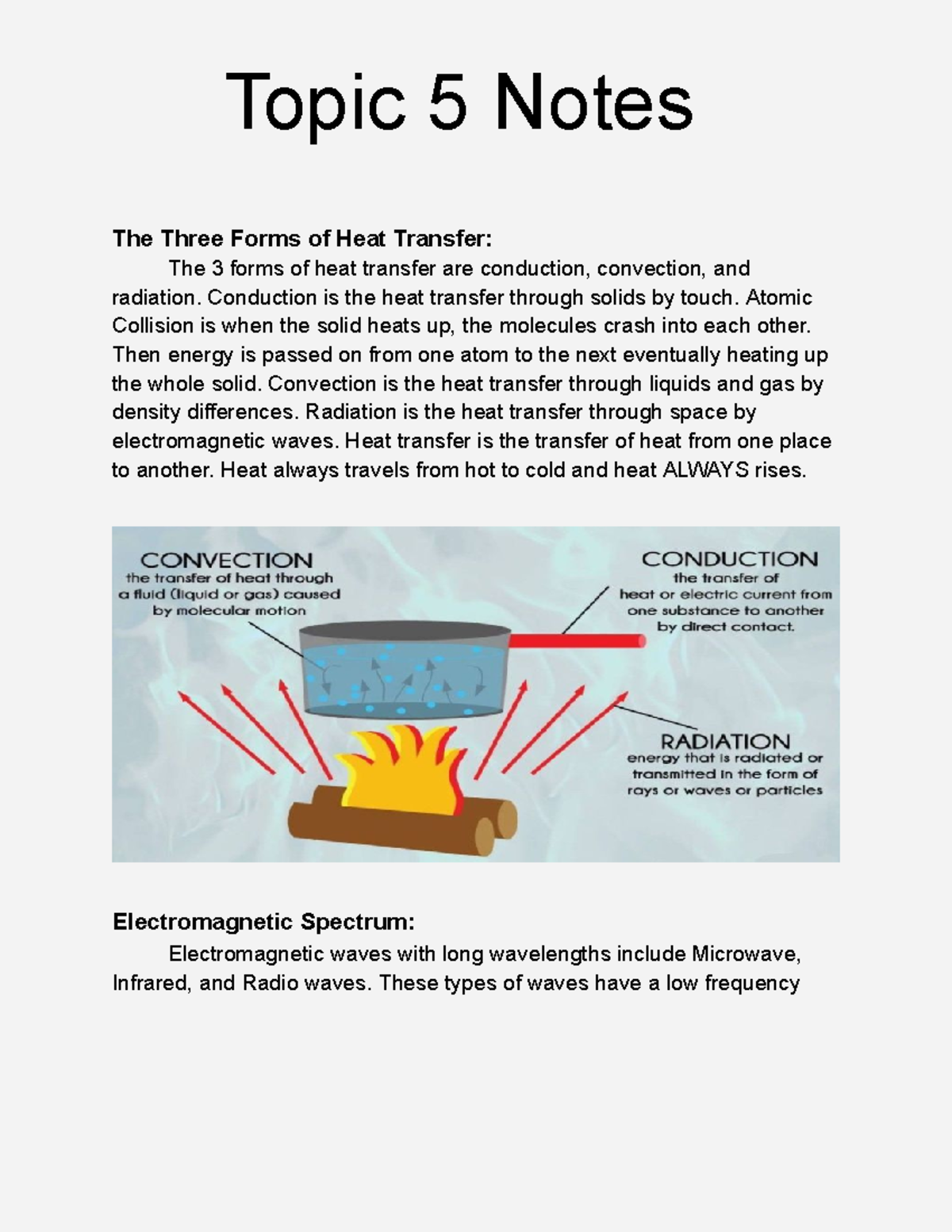 Topic 5 Notes For Earth Science - The Three Forms of Heat Transfer: The ...