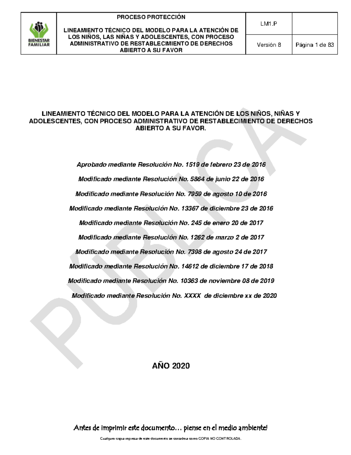 Guia Platin ICBF - LINEAMIENTO TÉCNICO DEL MODELO PARA LA ATENCIÓN DE ...