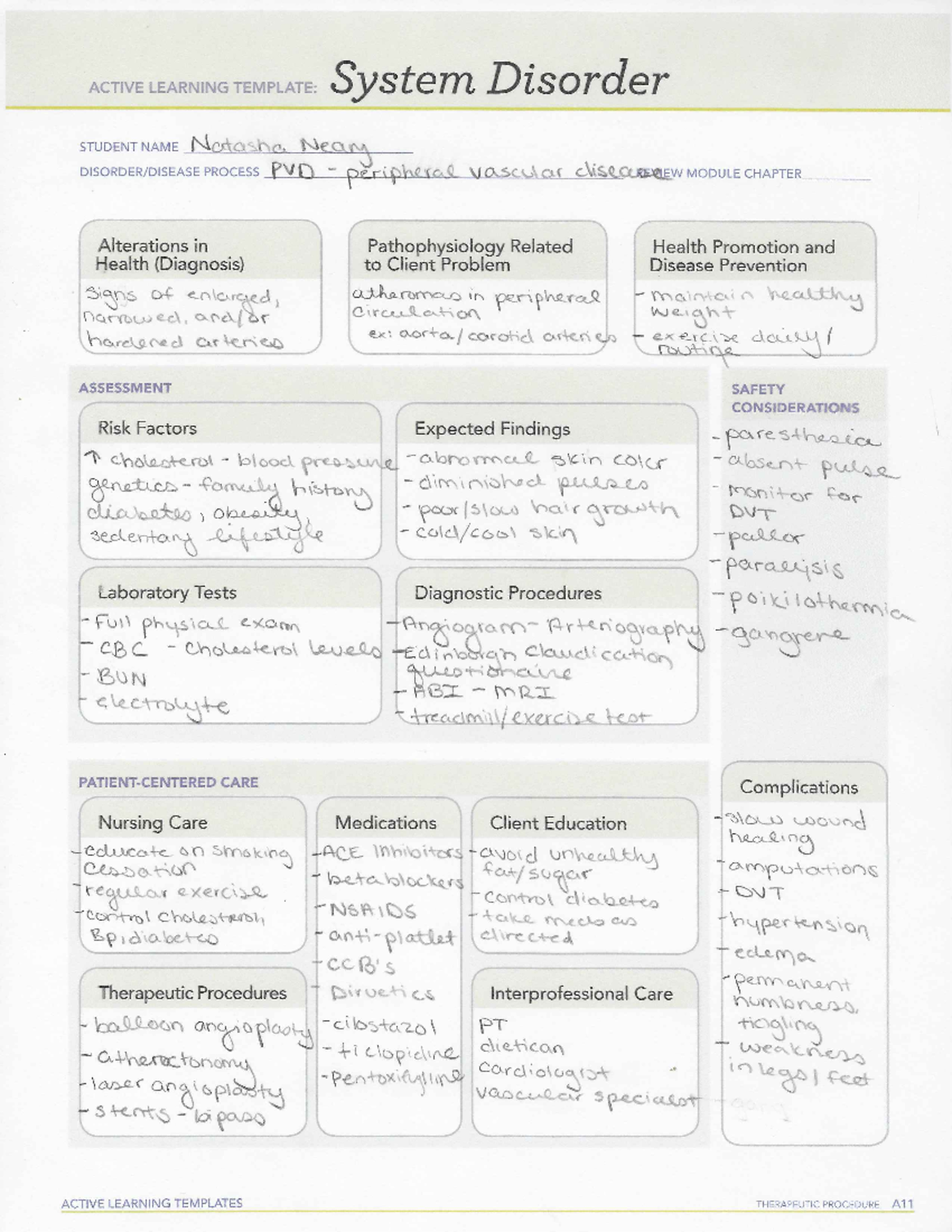 PVD - system disorder - Nurs 110 - Studocu