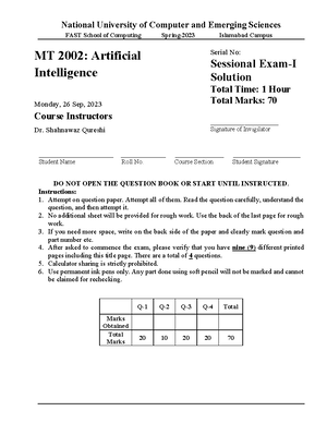 Final Artificial Intelligence Assignment - FAST - Studocu
