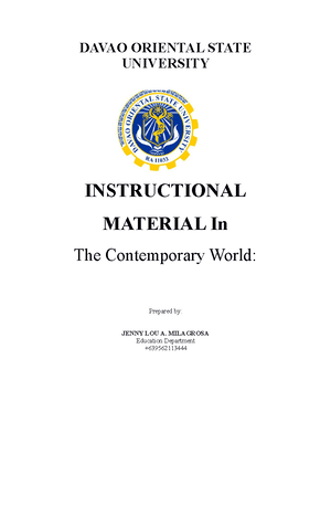 History 10- Module 5- Lesson 123 - DAVAO ORIENTAL STATE UNIVERSITY ...