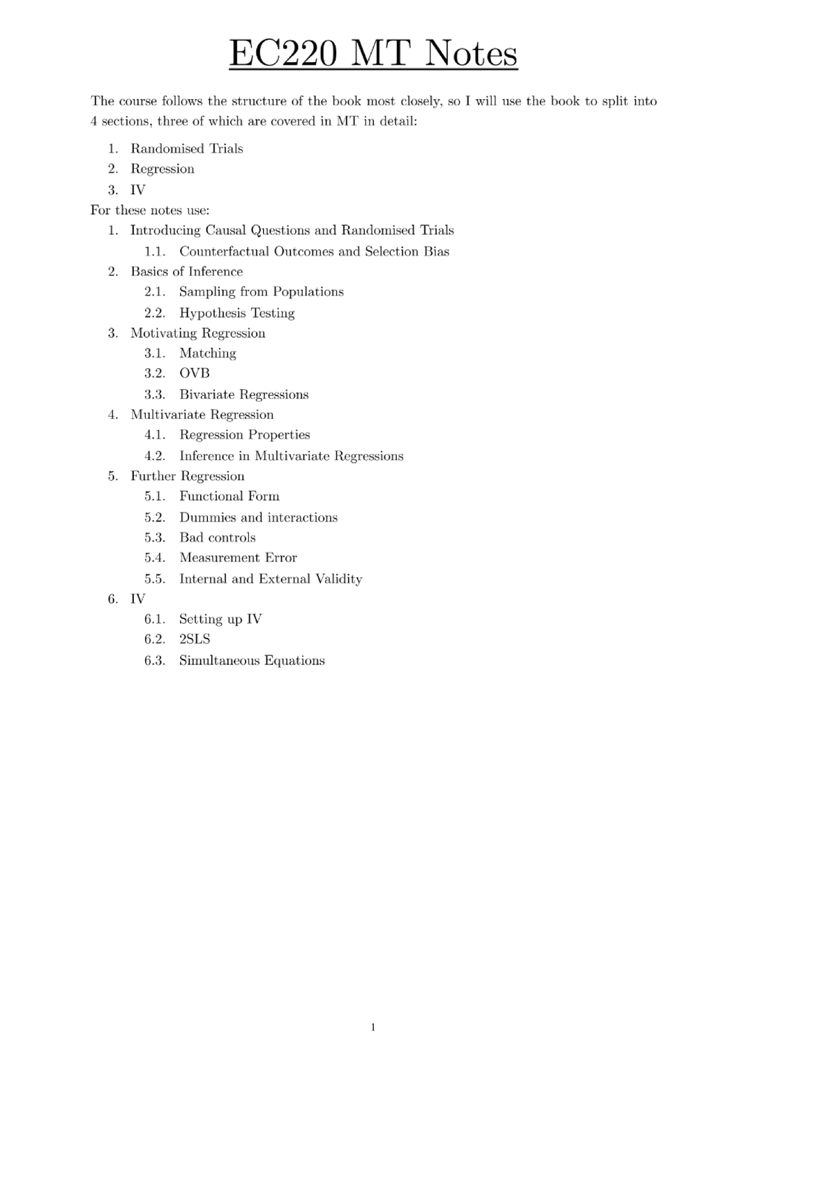 EC220 Lecture Notes - EC220 - Studocu