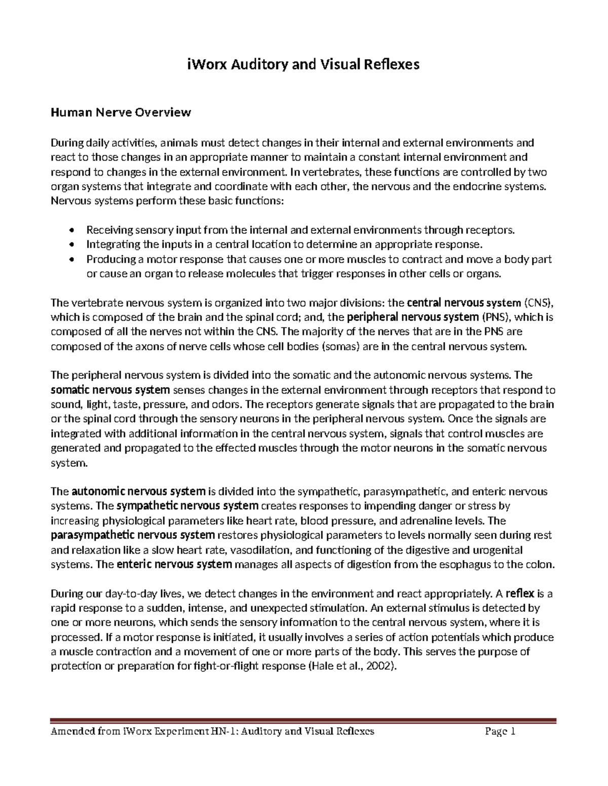 Week 9 i Worx Auditory and Visual Reflexes - iWorx Auditory and Visual ...