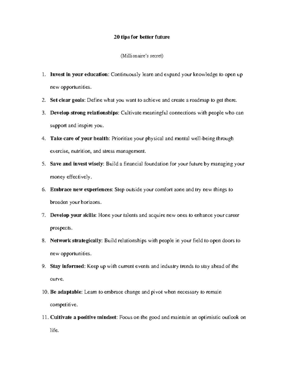 20 Actionable Tips for Building a Successful and Fulfilling Future - 20 ...